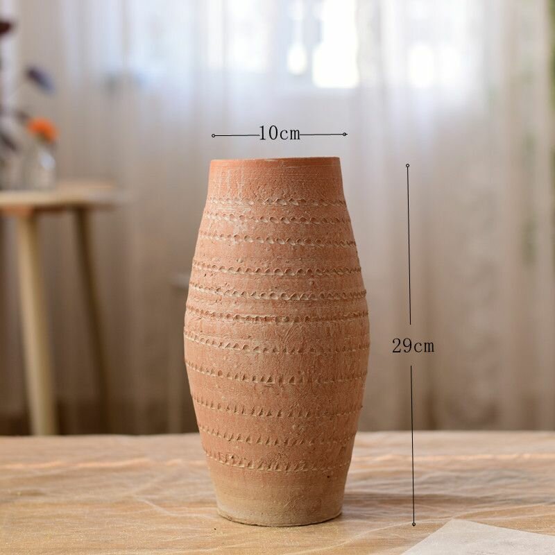 Вазы ручной работы из грубой керамики в стиле ретро, декоративные керамические горшки, глиняные кувшины