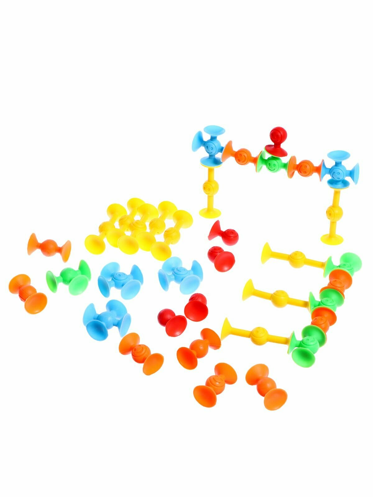 Мягкий конструктор "Весёлые присоски" на присосках, набор для детского творчетва, развивающий конструктор-липучка для малышей, 35 деталей