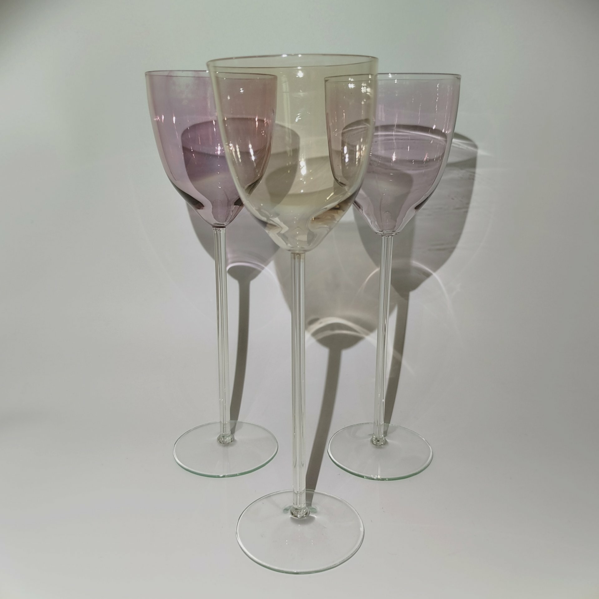 Набор из 3-х бокалов розового и янтарного оттенков для десертных вин