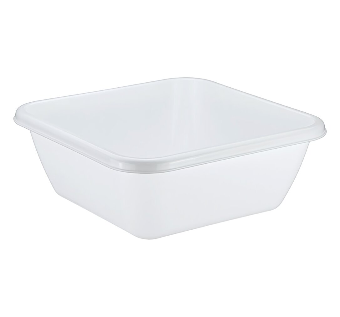 Таз квадратный 12л, белый, прочный пластик, для стирки и уборки