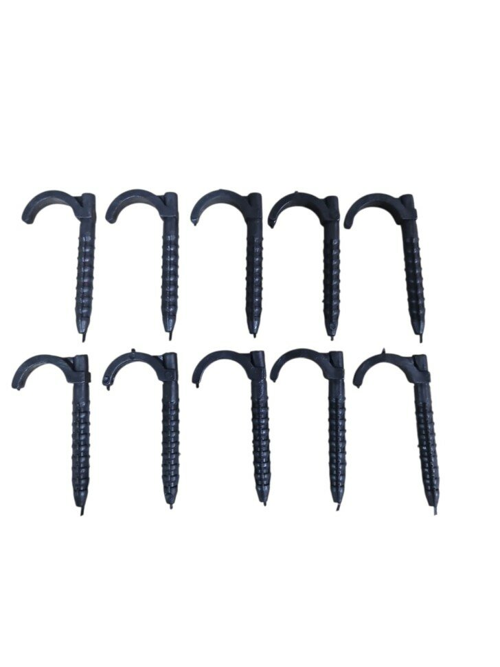 Дюбель-крюк одинарный 16-25 10 штук (L70мм) цвет черный