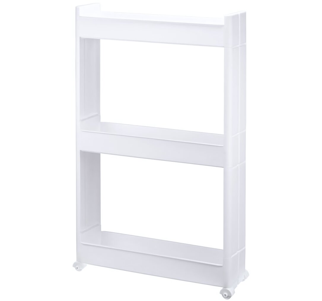 Стойка на колесах белая, 3 секции, компактная и удобная для хранения