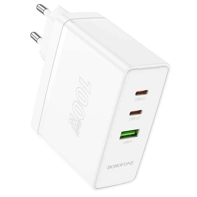 Сетевое зарядное устройство BOROFONE BN11 PD100W, белый, 2USB-C + USB (20177156)