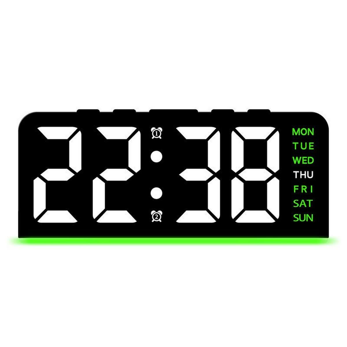 Часы-будильник настольные LED GH8033 White&Green (черный)