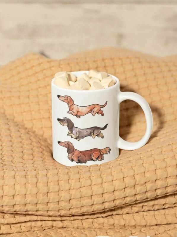 Кружка подарочная Таксы на пробежке, 330 мл