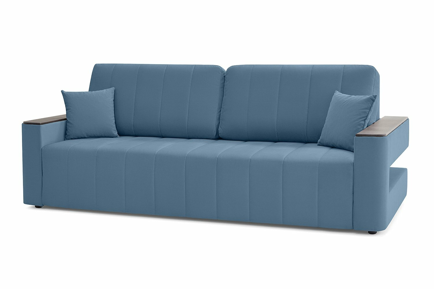 Диван-кровать DREAMART Дакота, обивка велюр, жесткие подлокотники, цвет синий