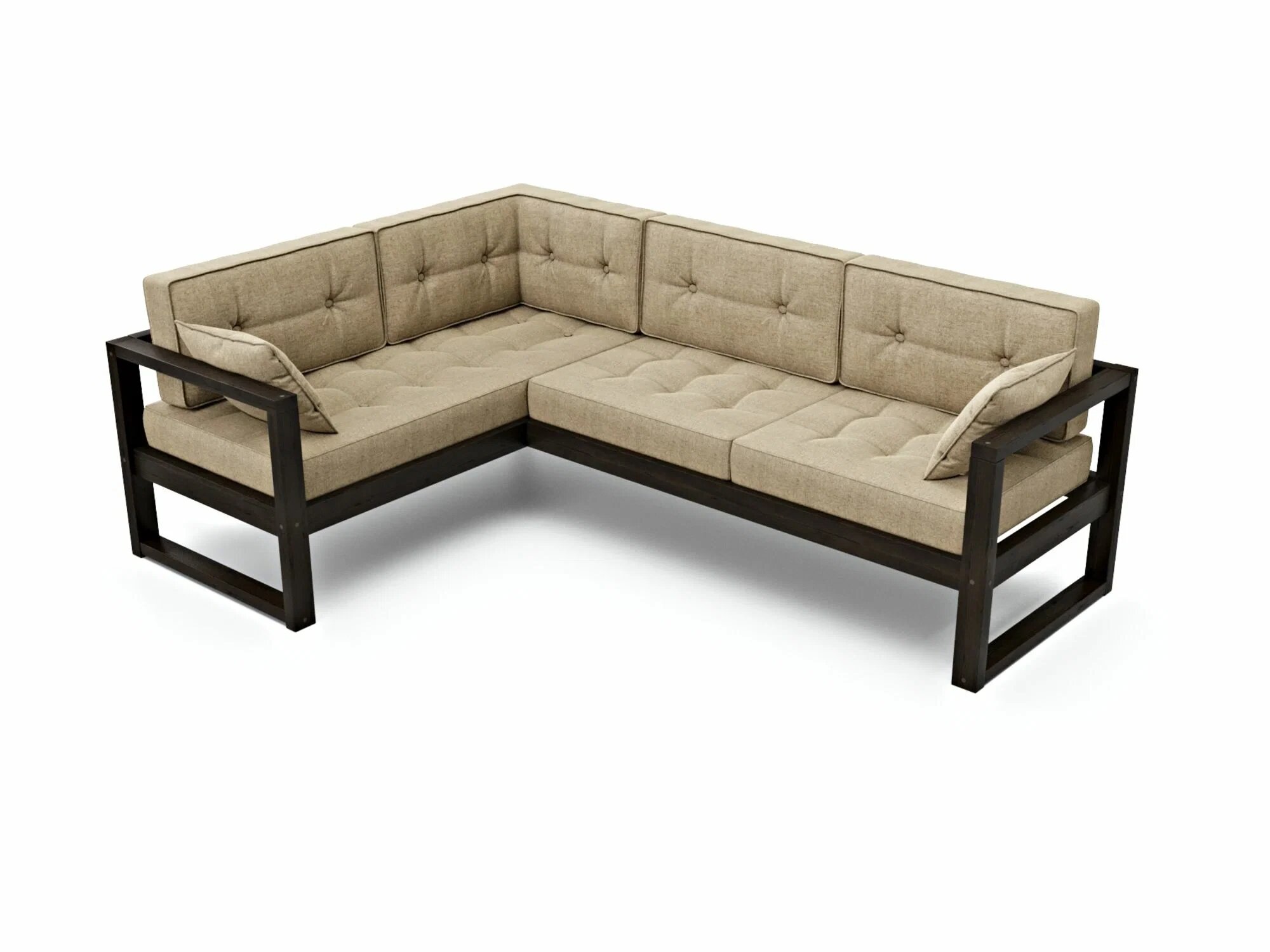 Угловой садовый диван Arsko Астер-У-С левый, бежевый-венге, рогожка, массив дерева, для кафе и бара, для дачи, для салона