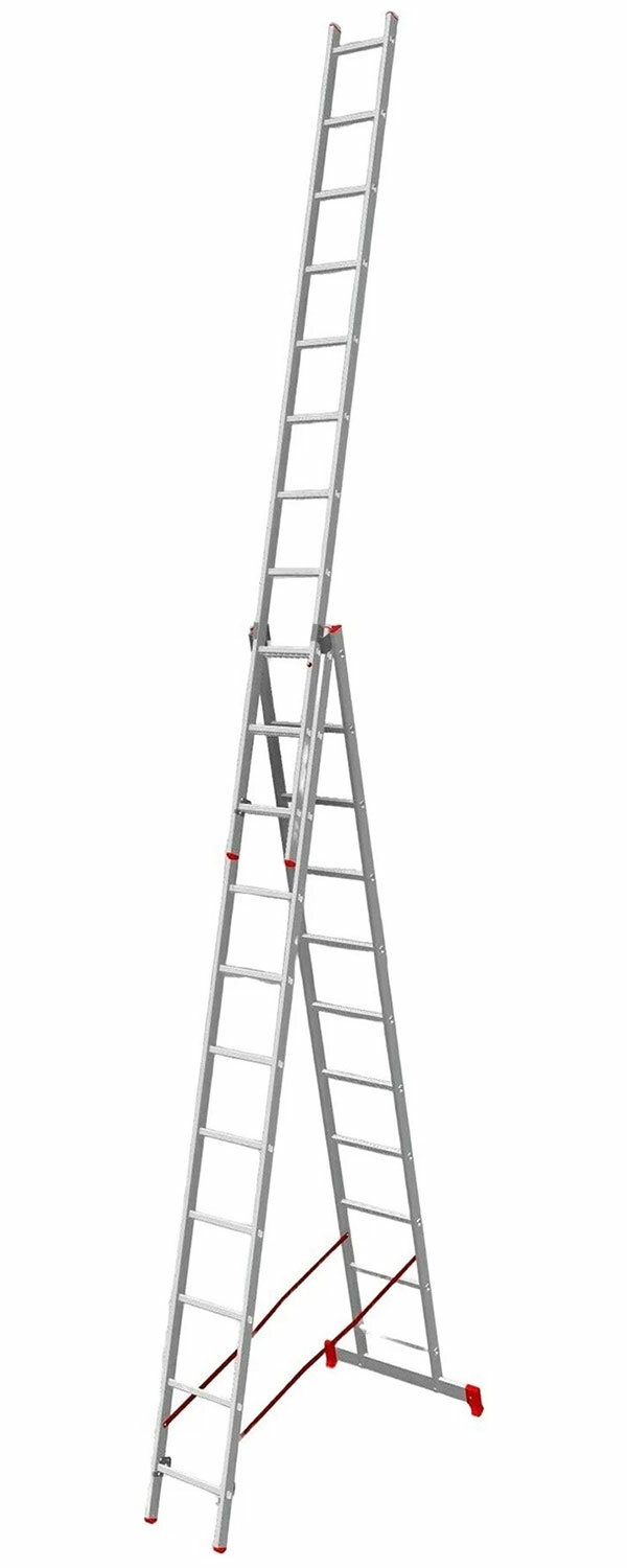 Лестница алюминиевая Startul PRO, 3-х секц, 275/709/290 см, 3х11 ступ, 16.6 кг (ST9942-11)