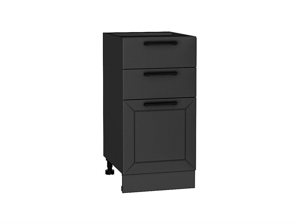 VVT Шкаф нижний с 3-мя ящиками Глетчер Graphite, Маренго Силк, 400 В*Ш*Г 816*400*478, фасад МДФ Маренго Силк, корпус Graphite Маренго Силк