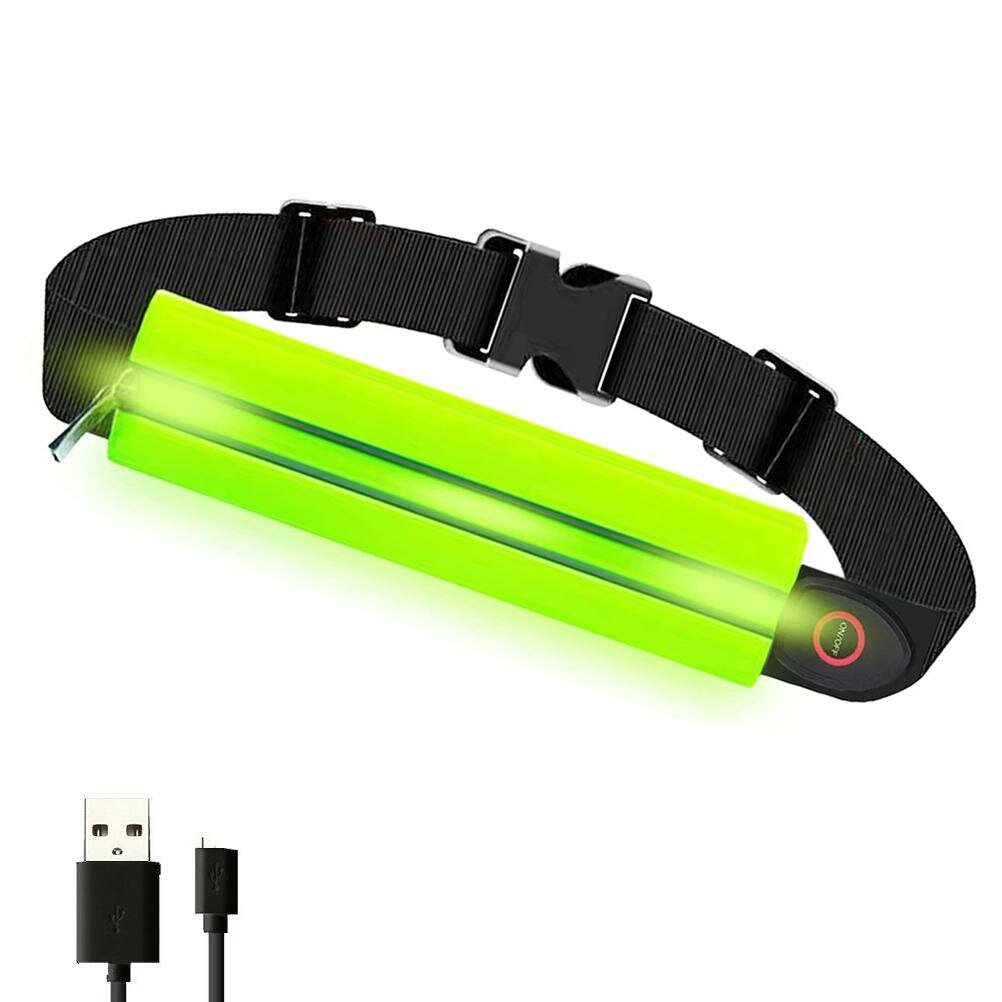 Регулируемая светодиодная сумка USB Регаментируемая светодиодная светоотражающая мешка для ремня с застежкой для велосипедов и походных пакетов с пакетом талии