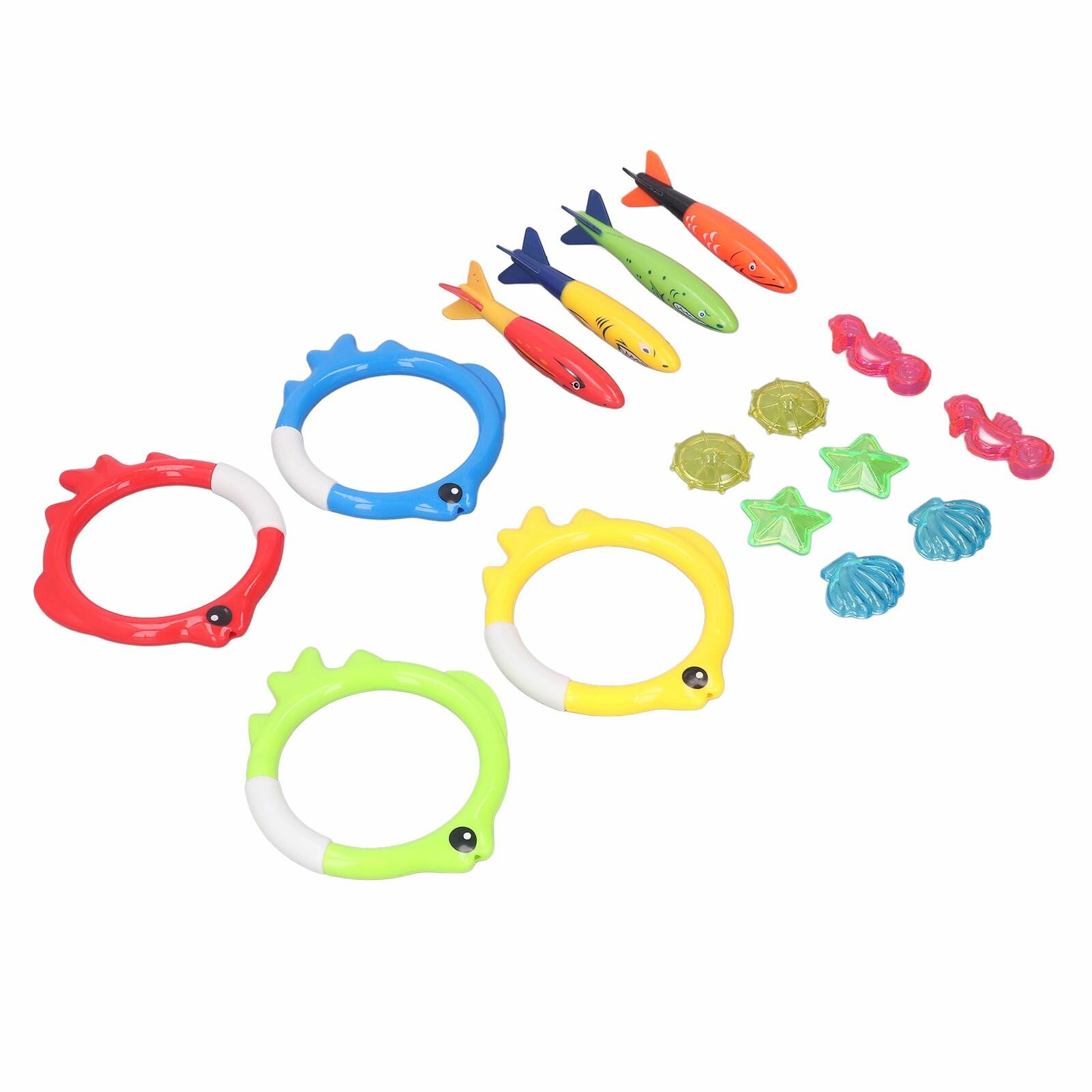 Набор подводных игрушек для плавания Torpedos, 16 ярких элементов для детей, для игр в бассейне и на пляже, безопасный пластиковый дизайн