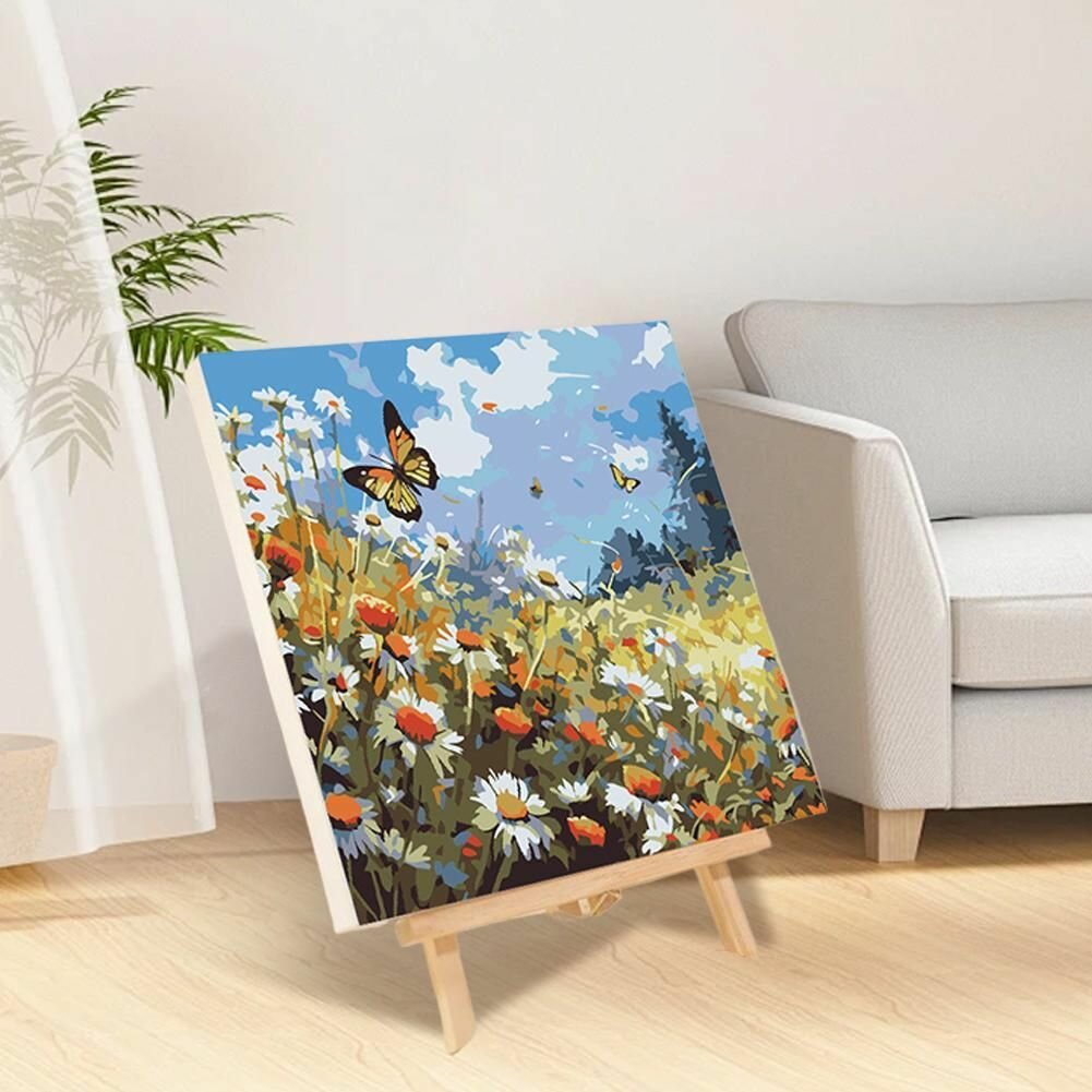 Картина маслом по номерам "Бабочки" 20*20 см