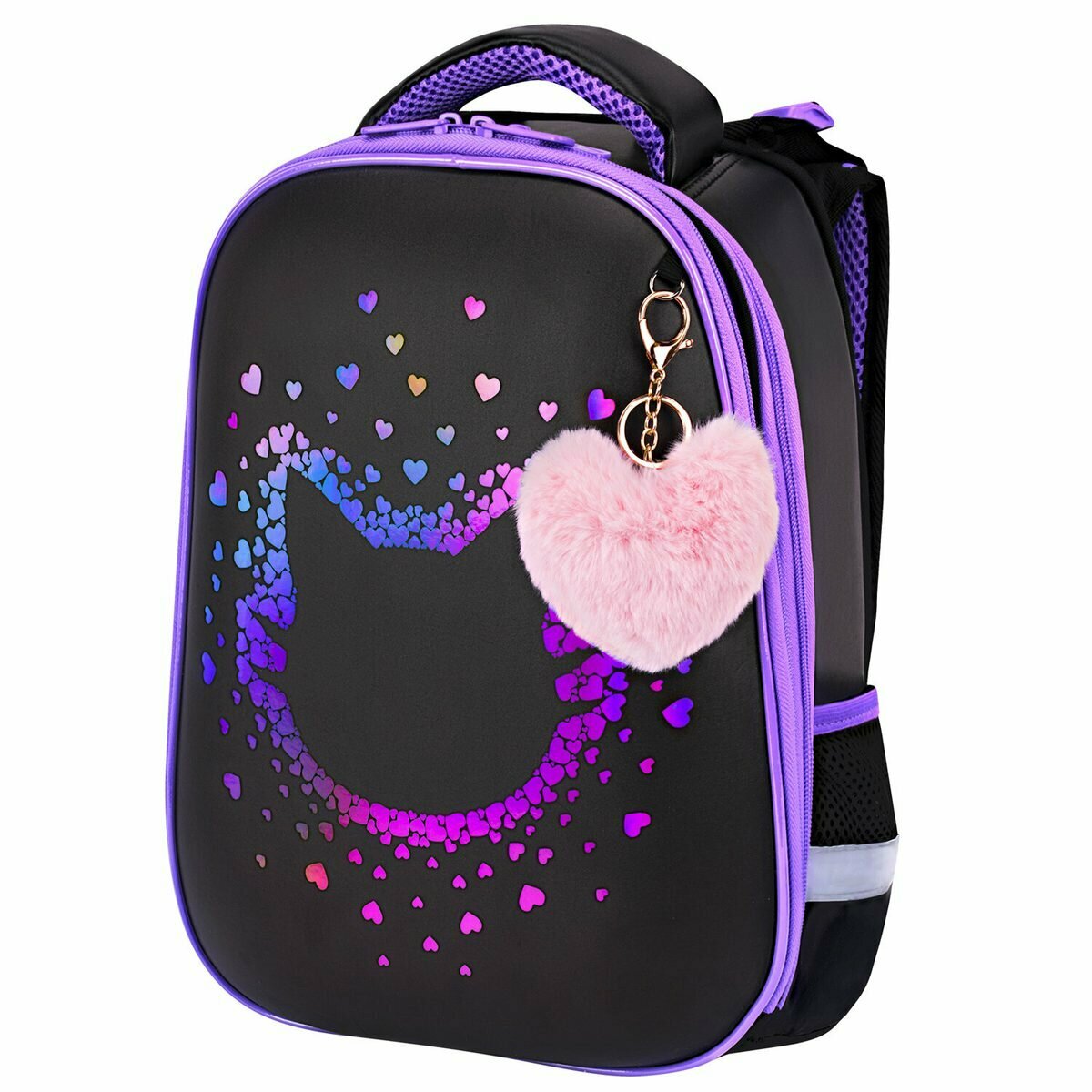 Ранец школьный Brauberg SHINY, 2 отделения, с брелком, Pretty face, 38х28х14см (273142), 4шт.