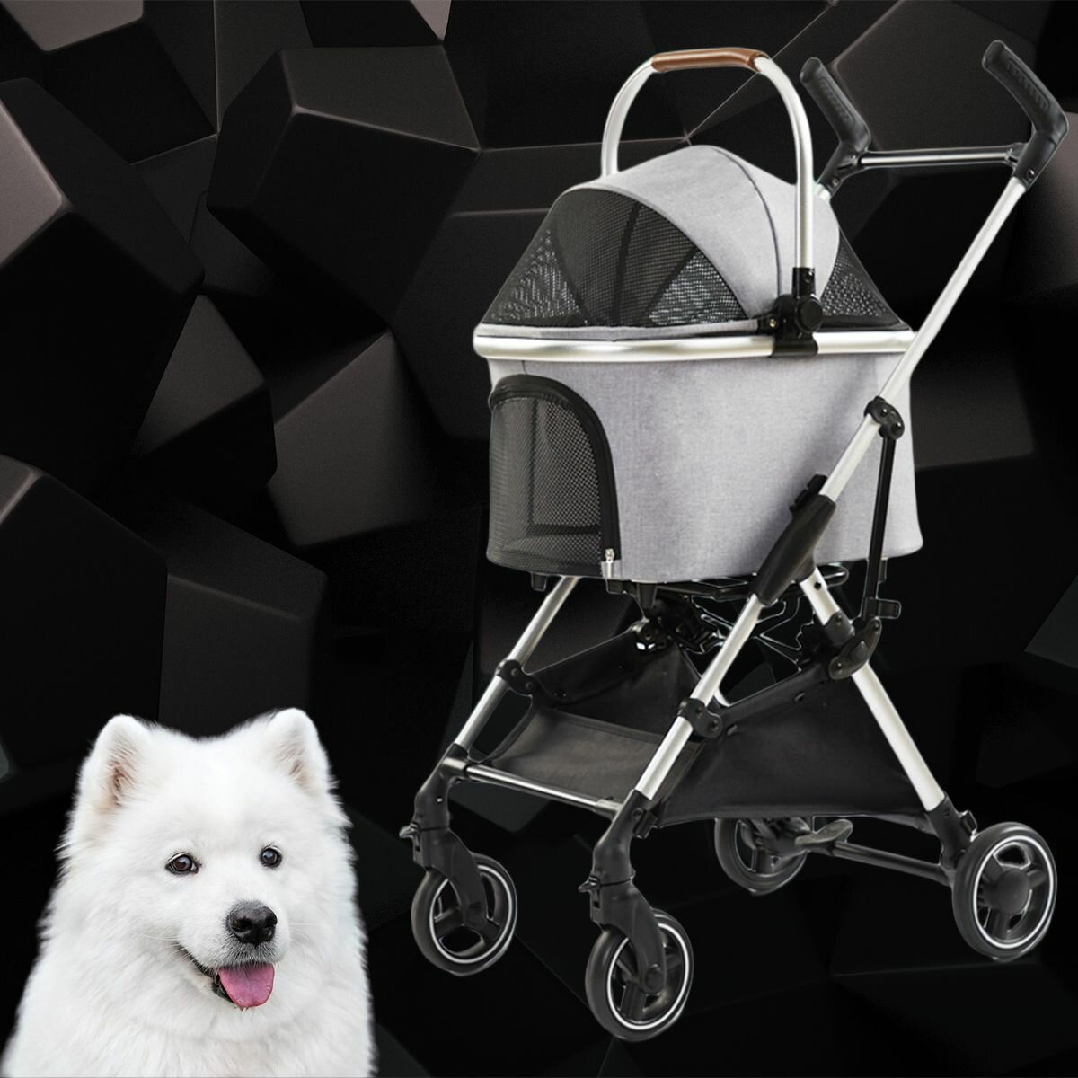 Коляска для перевозки животных, Легкая Складная коляска для собак и кошек, нагрузка до 15 кг, 57x44x100cm