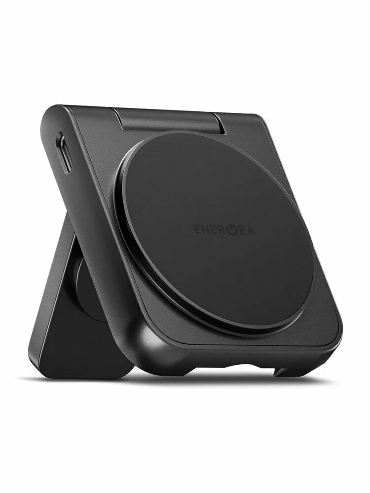 Беспроводная складная зарядная док-станция EnergEA MagDuo 2-in-1, 17,5W, сертификат Qi2 (Gunmetal)
