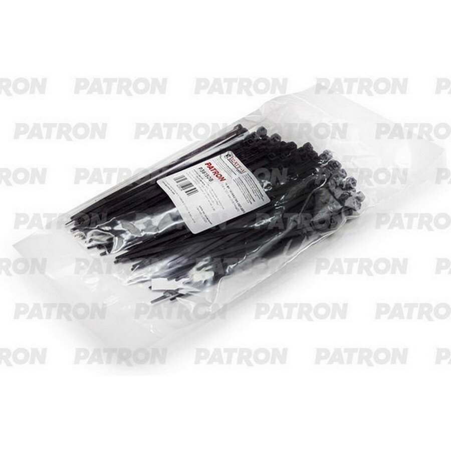 PATRON P36150B Комплект пластиковых хомутов 3.6 х 150 мм, 100 шт, нейлон, черные