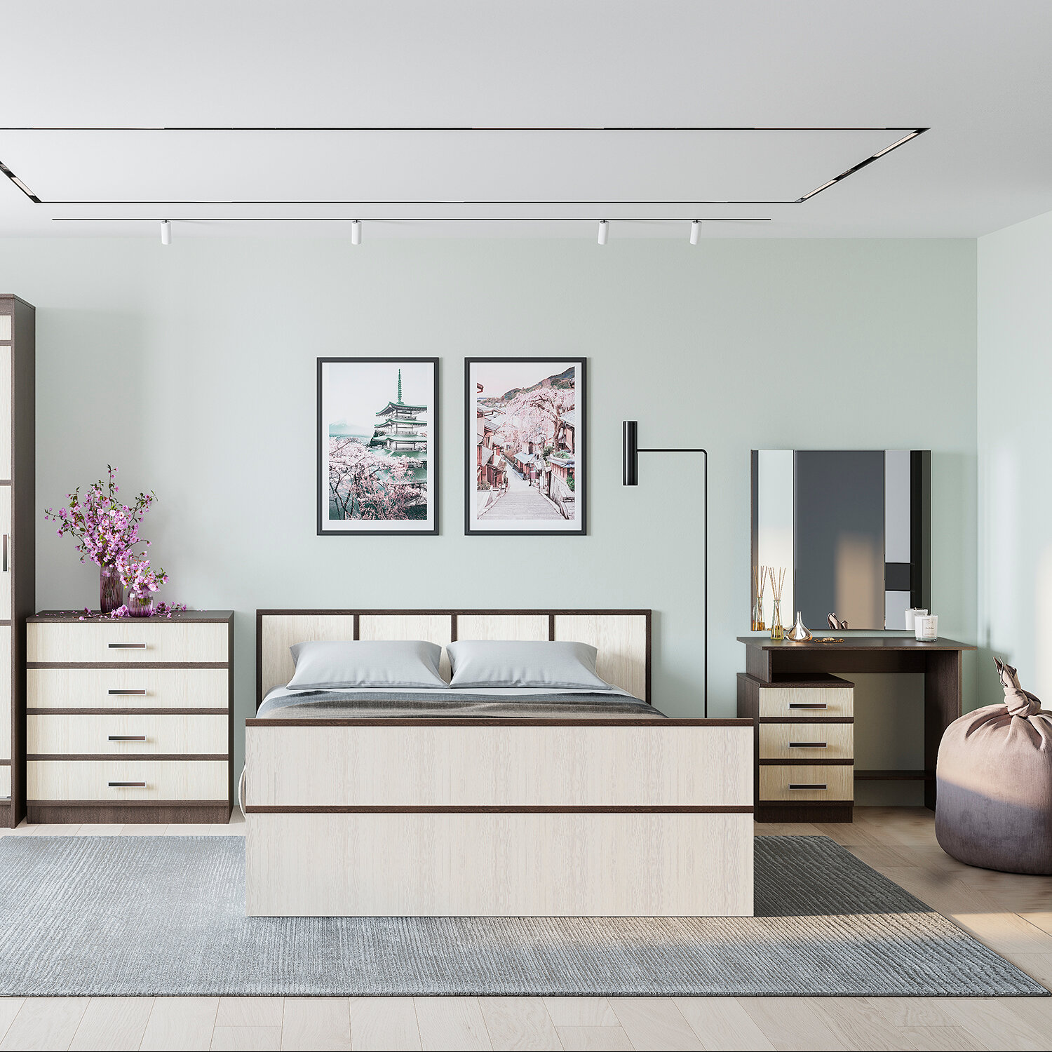 Косметический стол с ящиками Сакура 900х1550х450 см, венге/лоредо