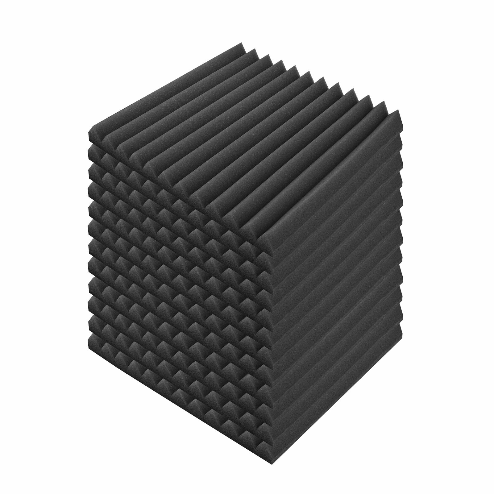 12 Pack Акустические пены Панели для звукоизоляции Клинчатые плитки Обработка изоляции для стен потолков 12*12*1in (Type 2) Фоам Черный Синий Светло-серый