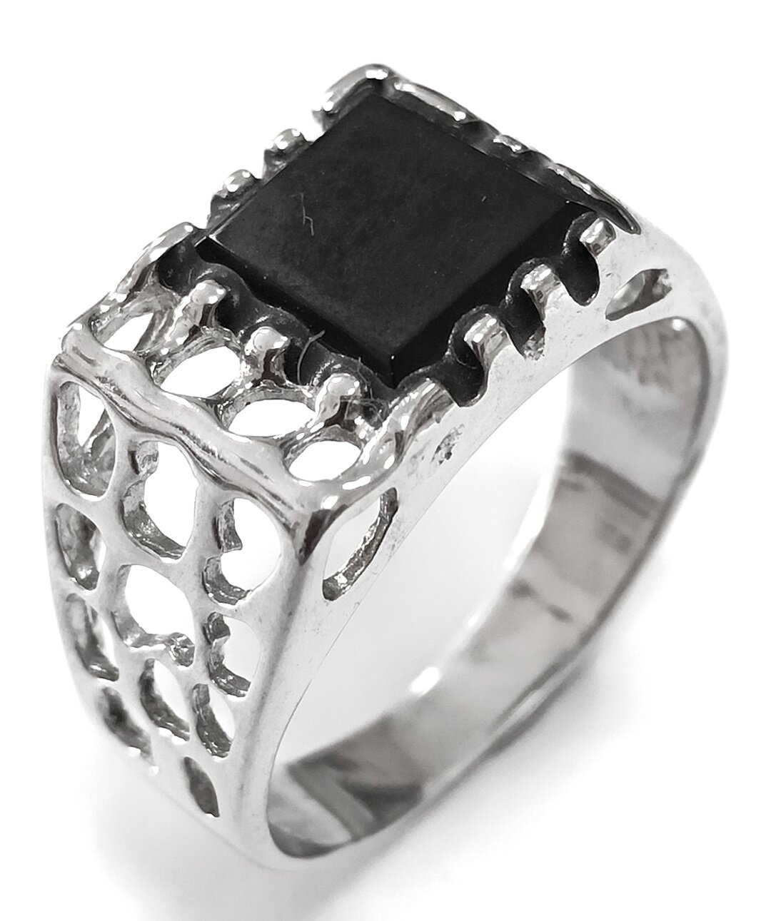 Печатка, серебро, 925 проба, оникс синтетический