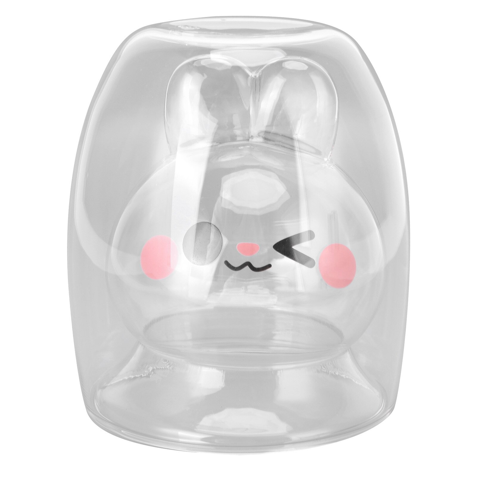 Двойной стеновой стеклянный дизайн кролика 300 мл молока кофейная чашка для микроволновой печи, посудомоечная, посудомоечная шт.