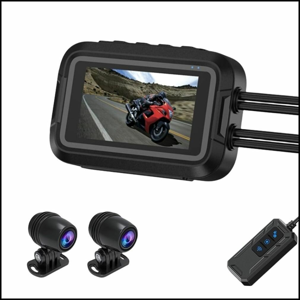 Полный корпус водонепроницаемый мотоцикл DVR видеорегистратор Wi-Fi GPS двойной 1080P передний вид сзади-MIN