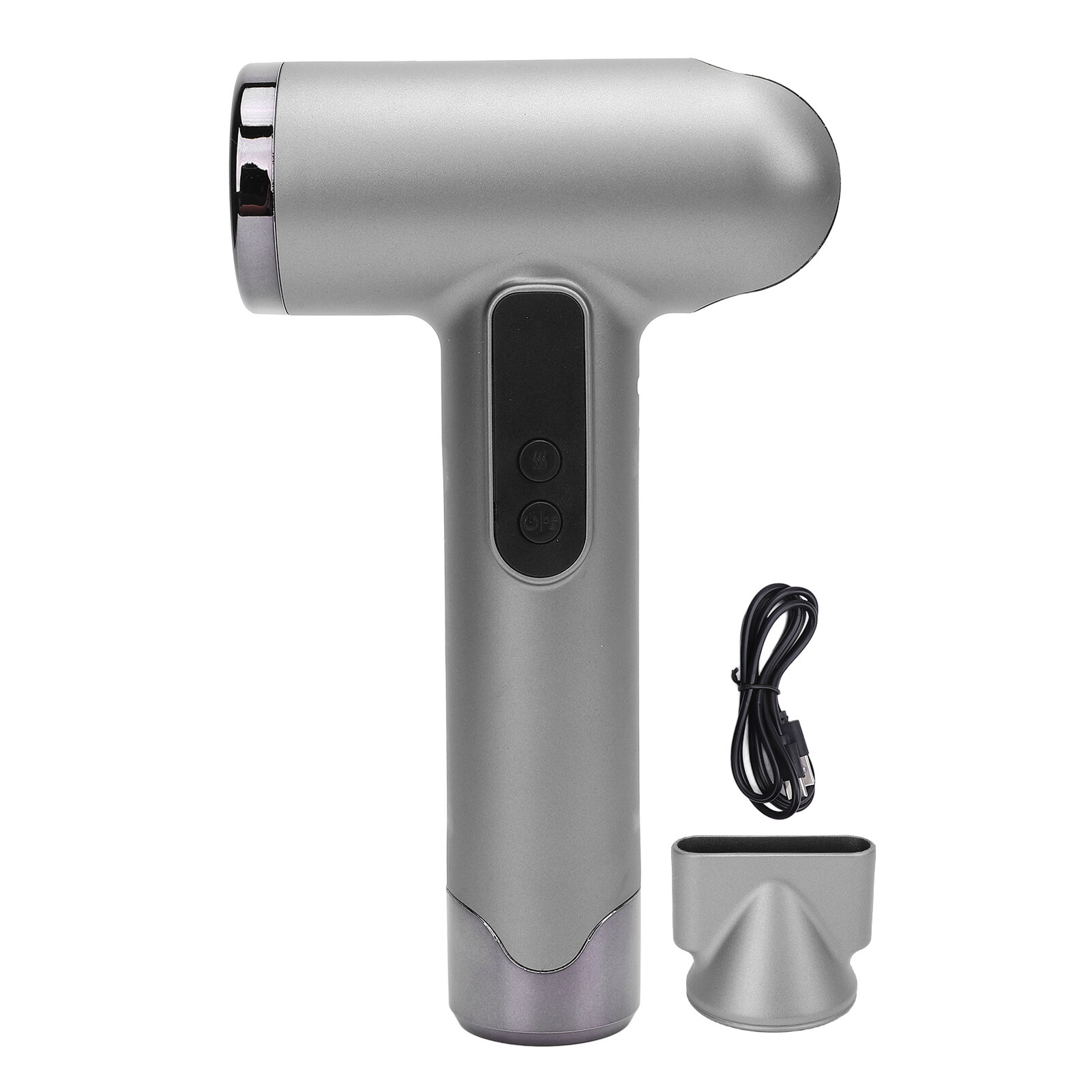 Беспроводная фен в дремителе 100000 об / мин 15000 мАч USB Регаментируемый мощный мощный 200 Вт быстрая сушилка с насадкой для насадки для домашнего путешествия серебро