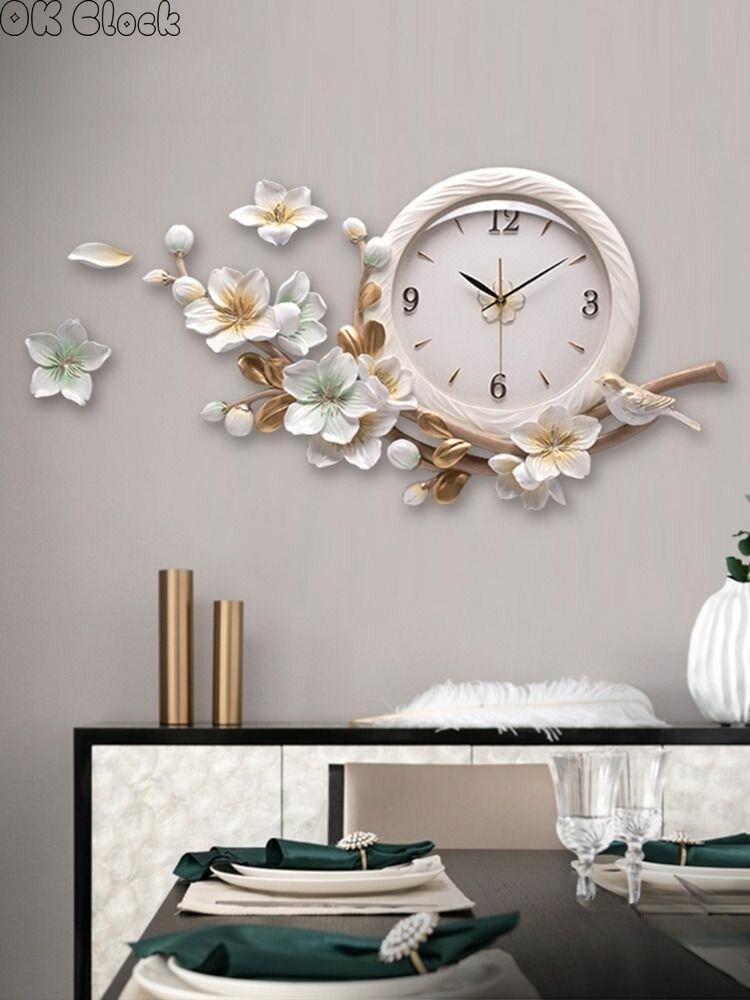 Трехмерные декоративные настенные часы с цветками