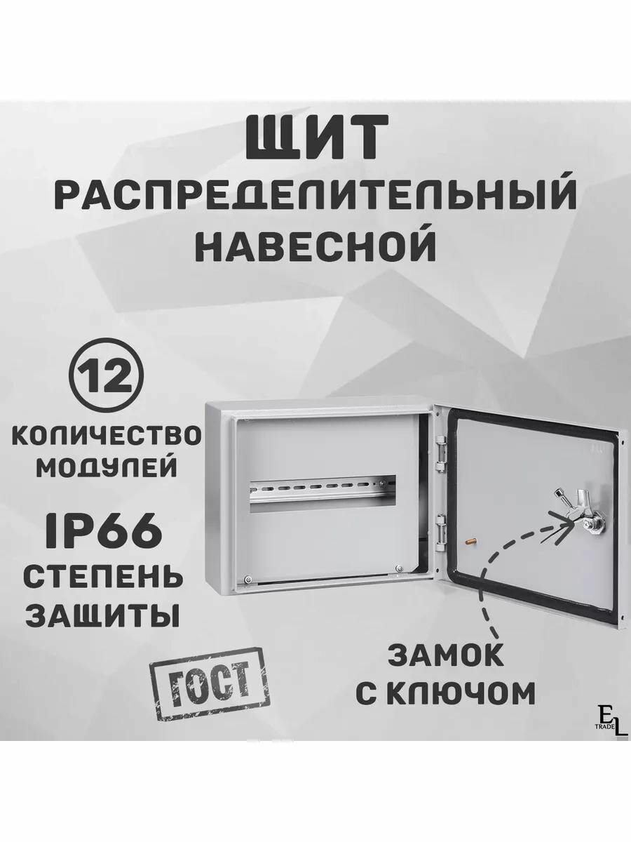 Щит распределительный навесной с монтажной панелью ЩРН-12, 12 модулей, 265х330х120 мм, металлический, с замком, IP66, TDM ELECTRIC