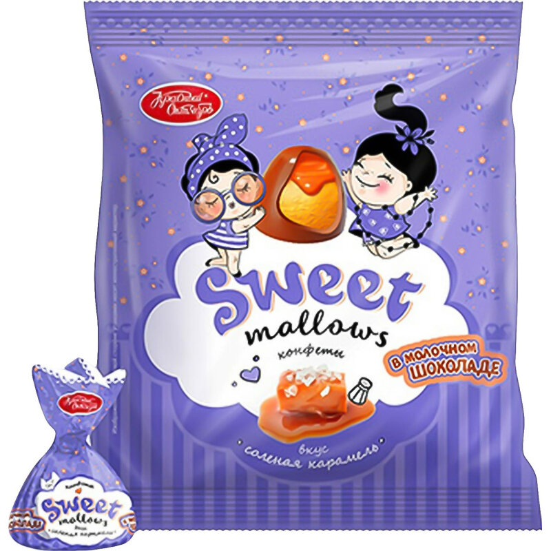Конфеты Sweet Mallows в молочном шоколаде со вкусом соленой карамели 150г