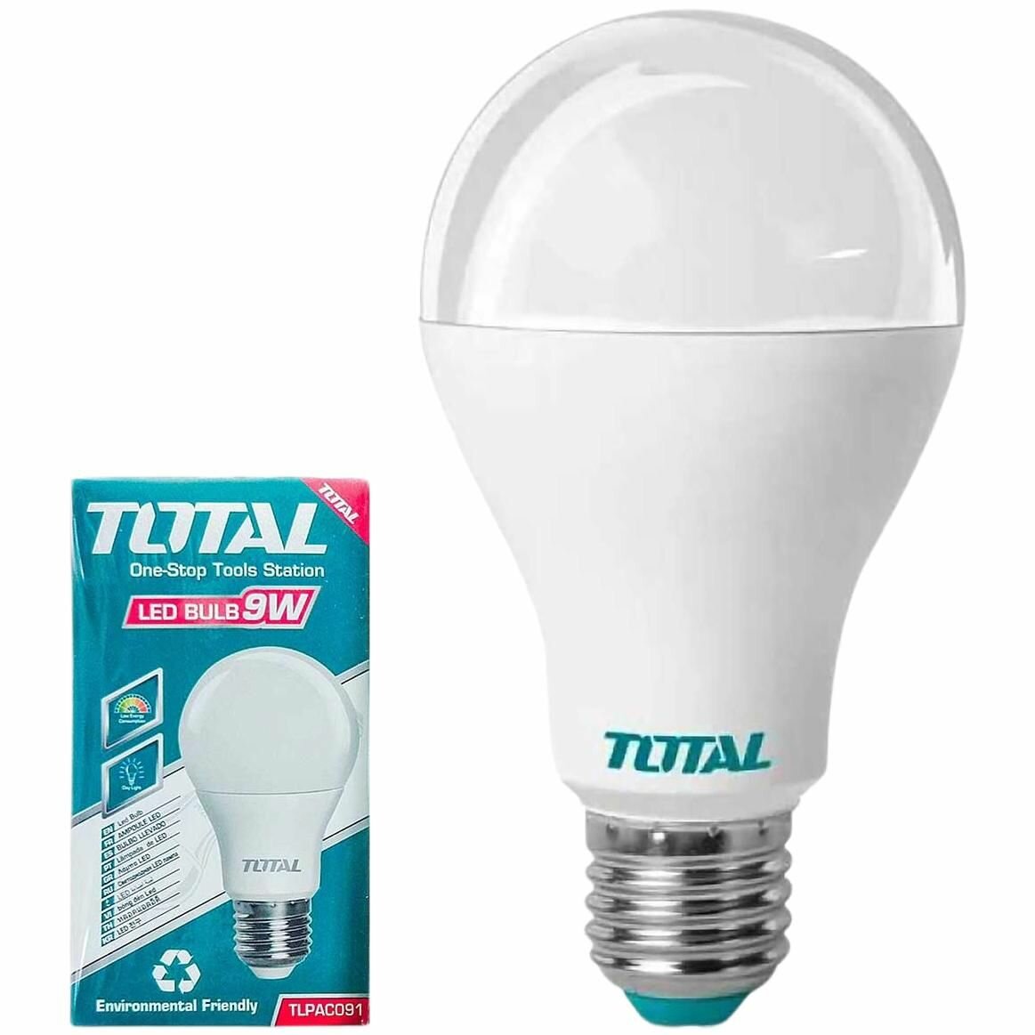 Светодиодная лампа TOTAL TLPAC091, 9Вт, цоколь E27, форма груша