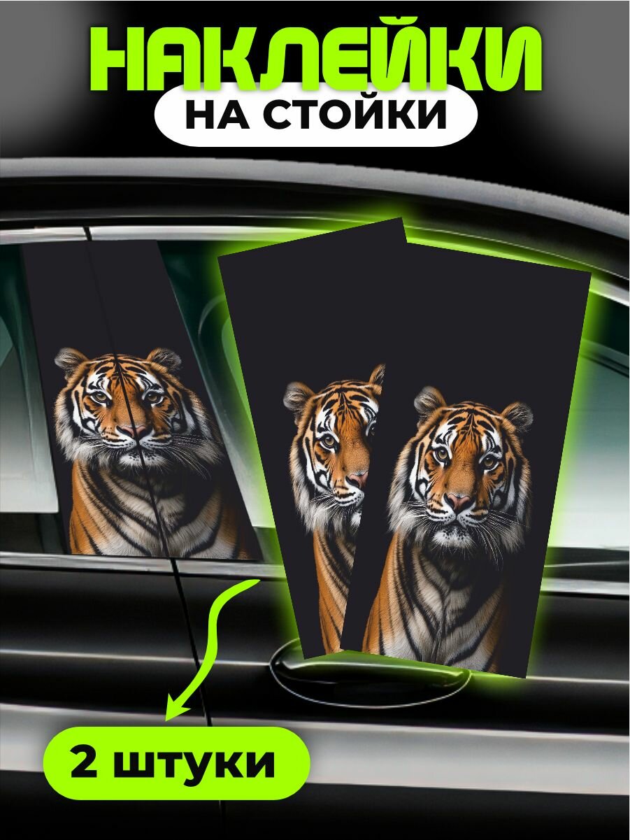 Наклейки на стойки дверей авто Тигр