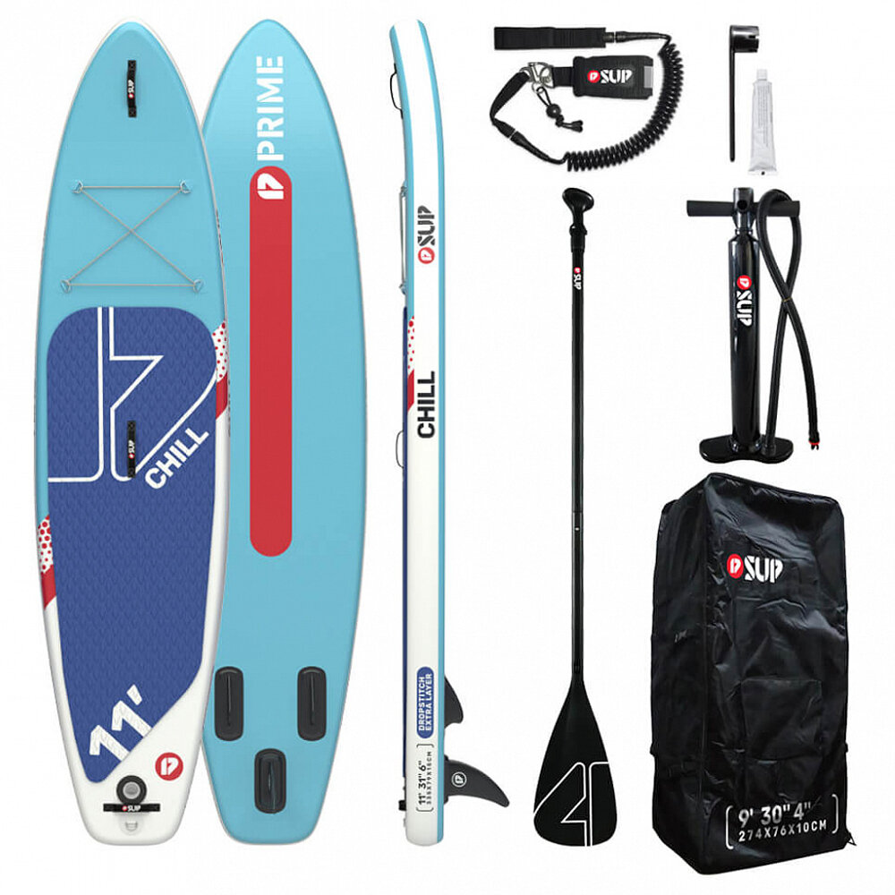 Сапборд PRIME 11.0x32x6 Chill blue (335x81x15 см) надувной двухслойный / доска для плавания сап борд / Sup board, SUP-доска