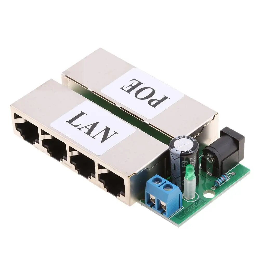 4-портовый модуль пассивного источника питания с инжектором Power Over Ethernet PoE