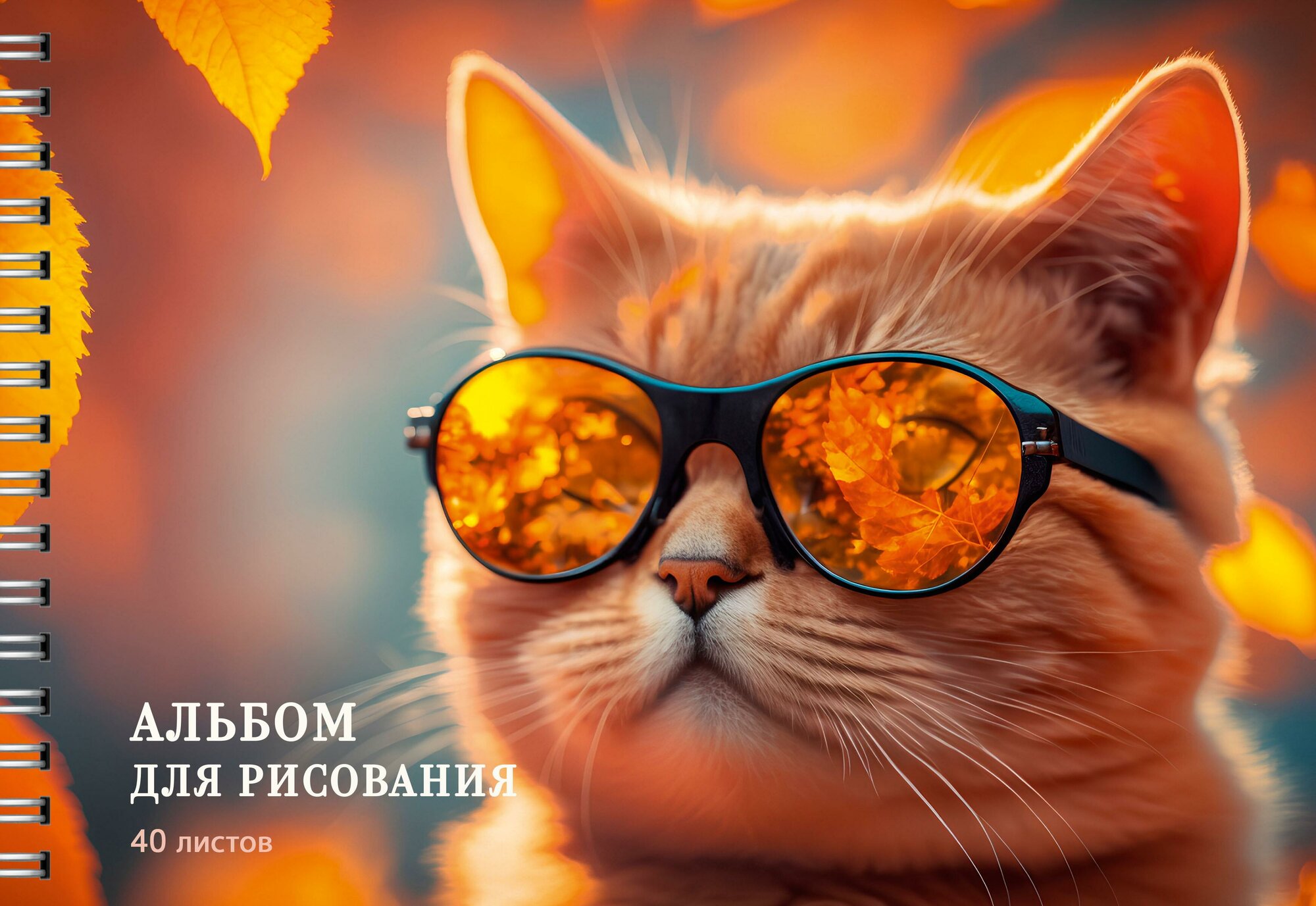 Альбом для рисования Котик в очках, 40 листов