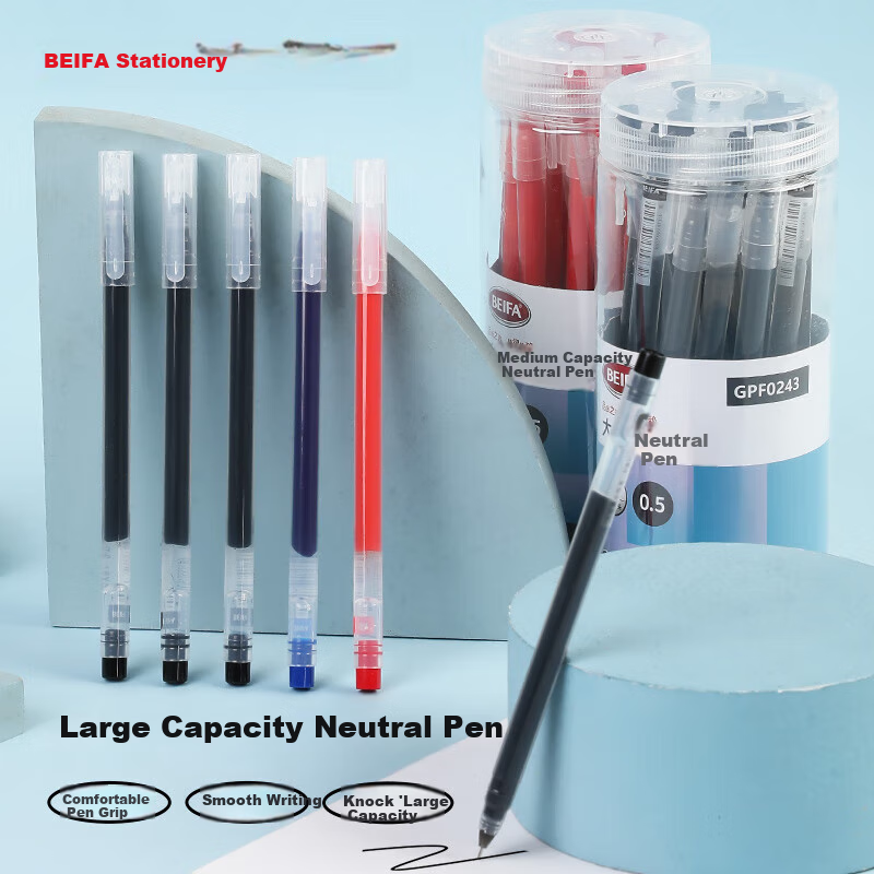 BEIFA (BEIFA) Liquid Ink Rollerball Pen 0.5mm ST Tip Quick-Drying Gel Pen for Students Exam Practice Ballpoint Pen Business Office Signature Pen Red 20 Pack