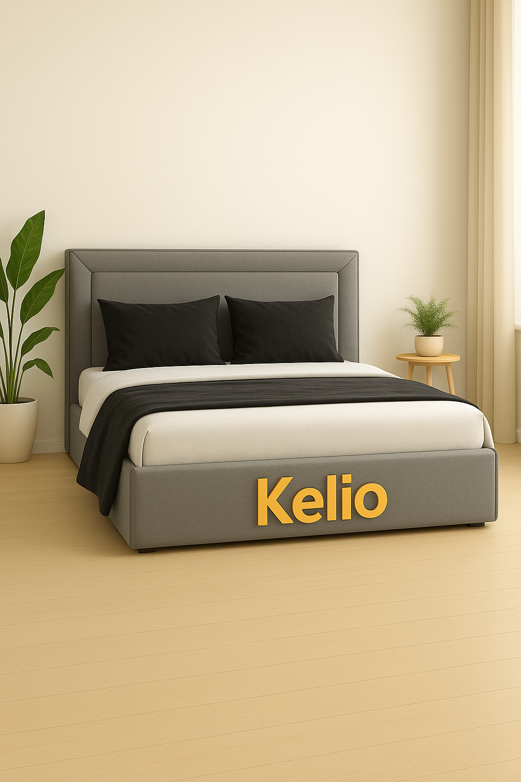 Кровать двуспальная 160х200 Silvia ортопедическая с мягким изголовьем, серый