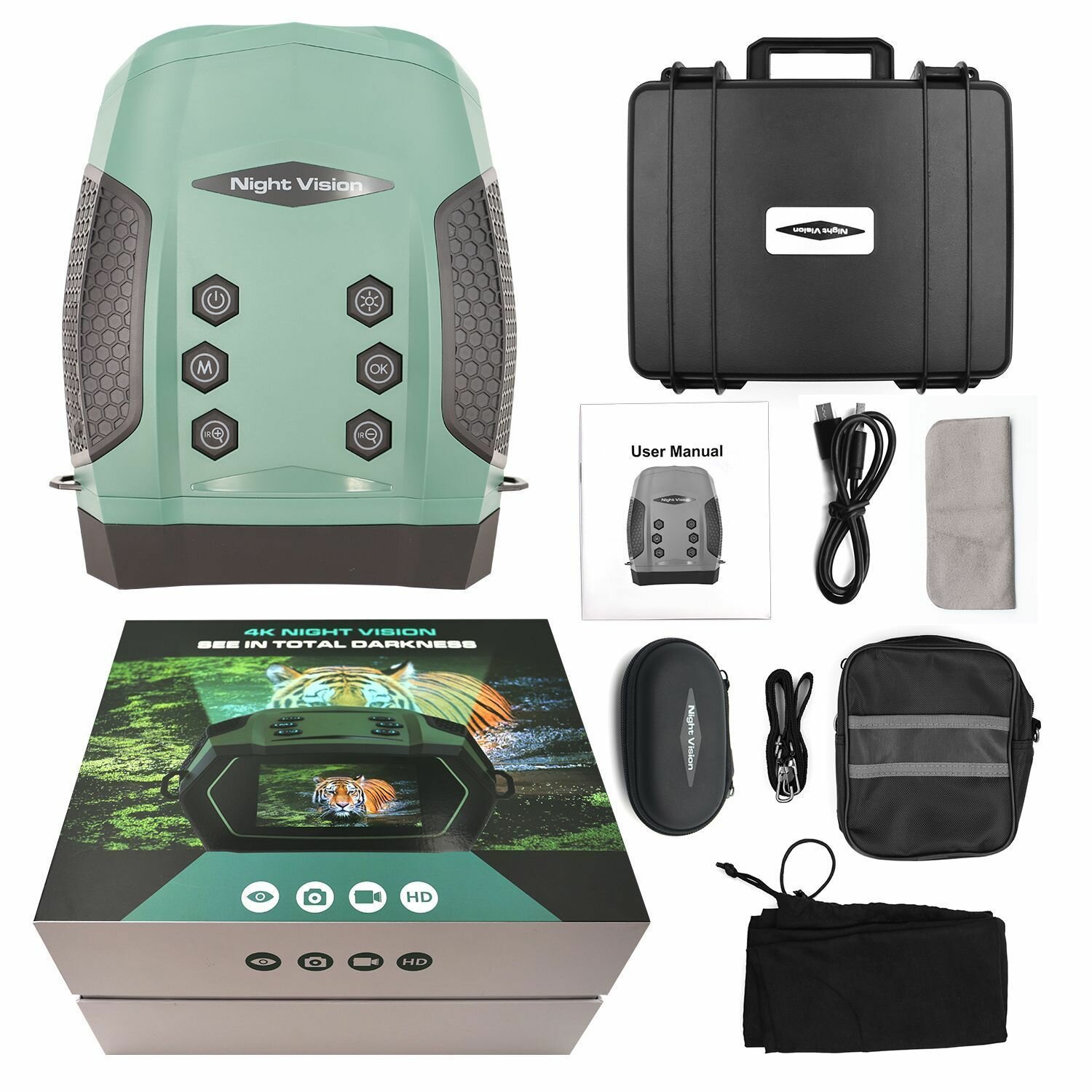 Прибор ночного видения для охоты Инфракрасный бинокулярный телескоп ночного видения 4K HD 600m