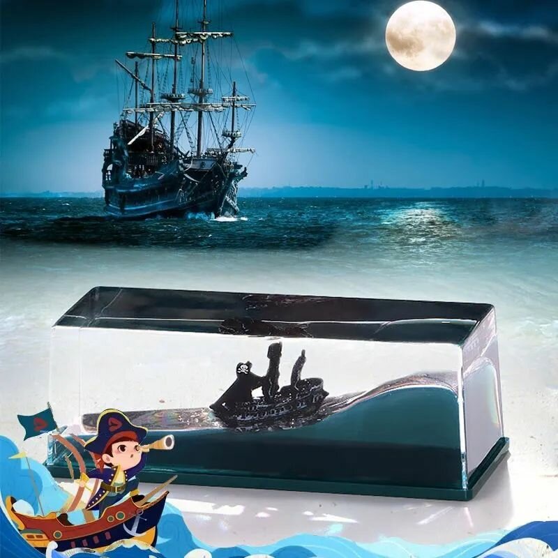 Игрушка антистресс пиратский корабль в жидкости для снятия стресса в авто и офисе