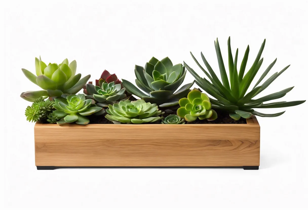 Кашпо с искусственными суккулентами №11, В22*Д50*Ш15