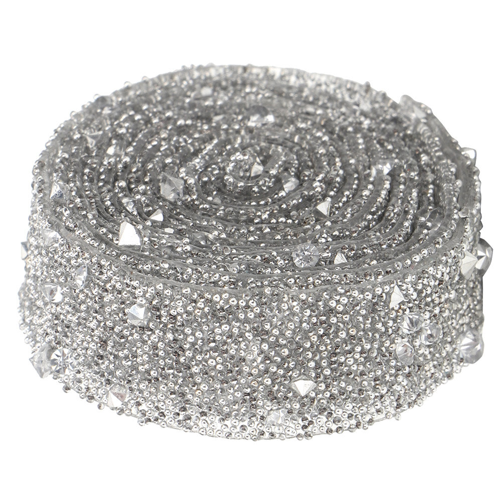 1 ярд изящных блестящих хрустальных пайеток, бисер, хрустальная лента, отделка, самоделки (серебро)