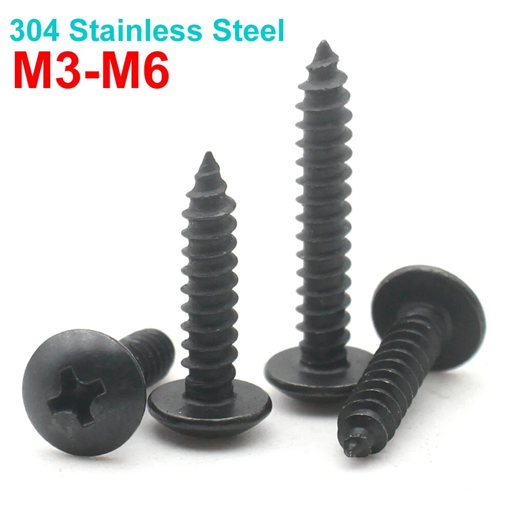 Zimir Саморезы М3-М6 черные оцинкованные из нержавеющей стали 304 M3 (10pcs), 8mm