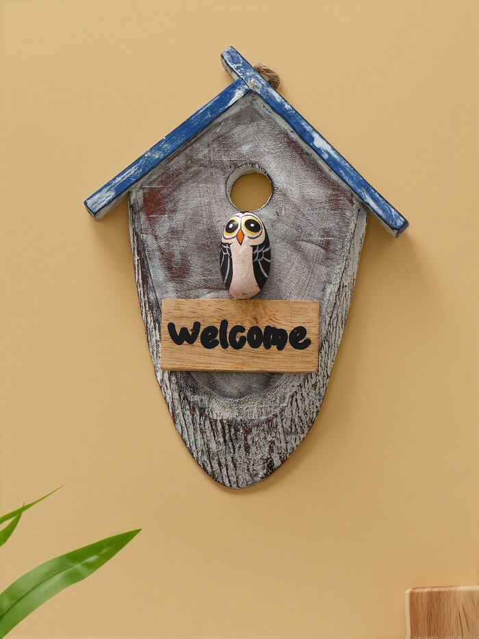Панно WELCOME, 15×3×20 см, дерево, белое