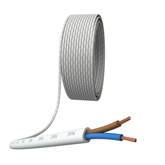 Кабель ШВВП ЭРА 2х0,5 10м гибкий плоский белый