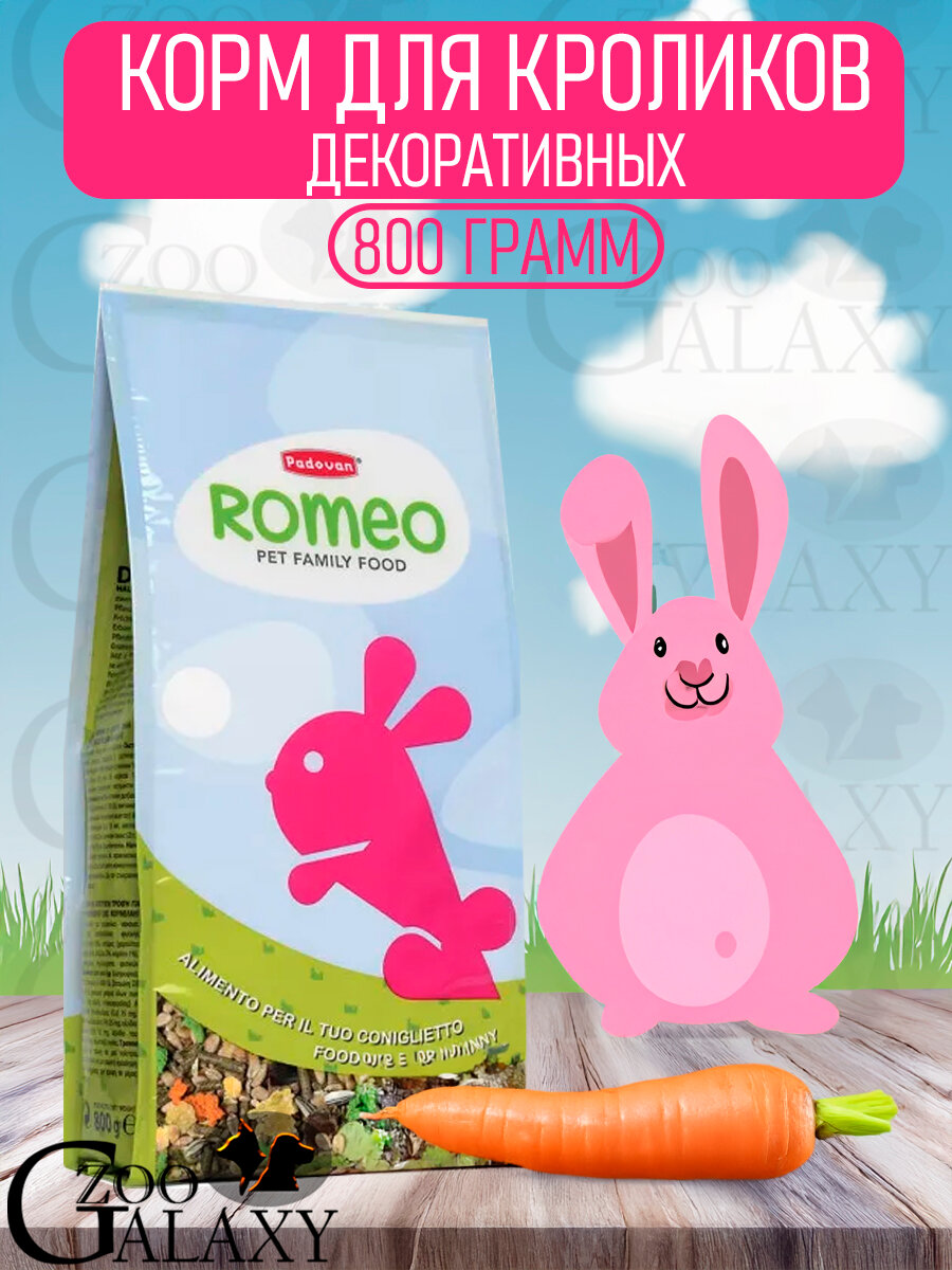PADOVAN Romeo корм комплексный для декоративных кроликов 800г