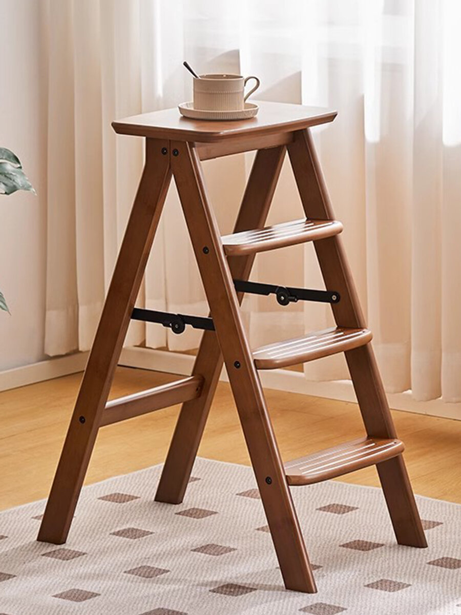 Складной стул Стул-ступенька , Tабурет стремянка деревянный, барный стул для кухни малогабаритных помещений Cтул-лестница с антискользящими ножками, 1 шт.