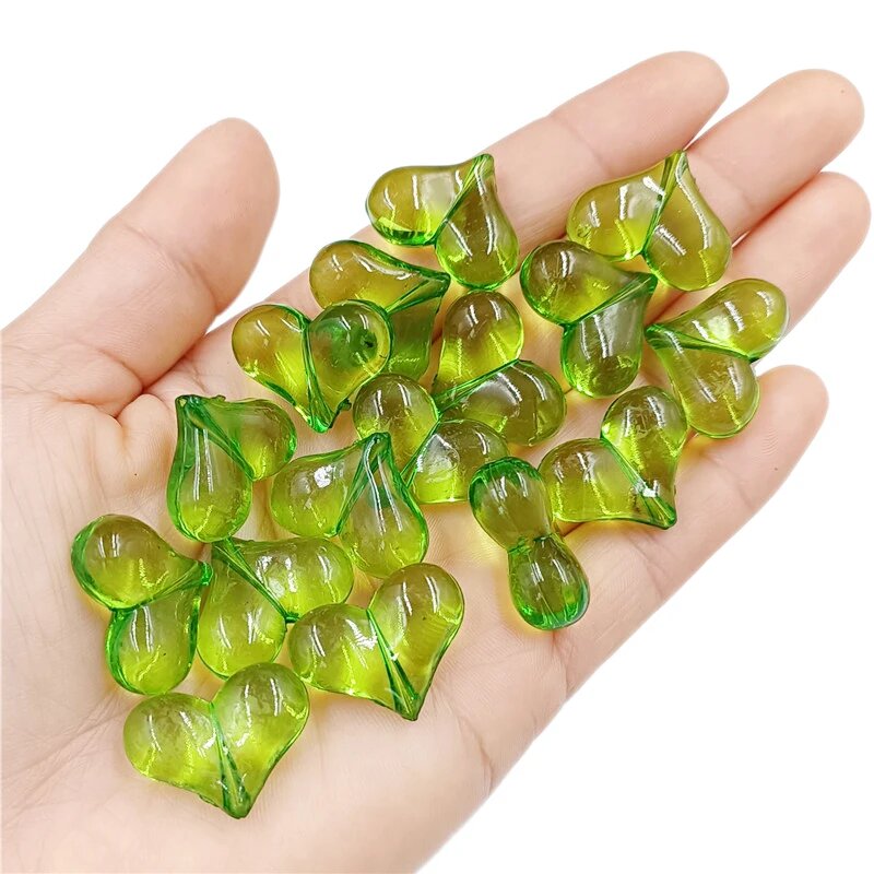 Бусины акриловые сердечки, цвет grass Green, 10 шт