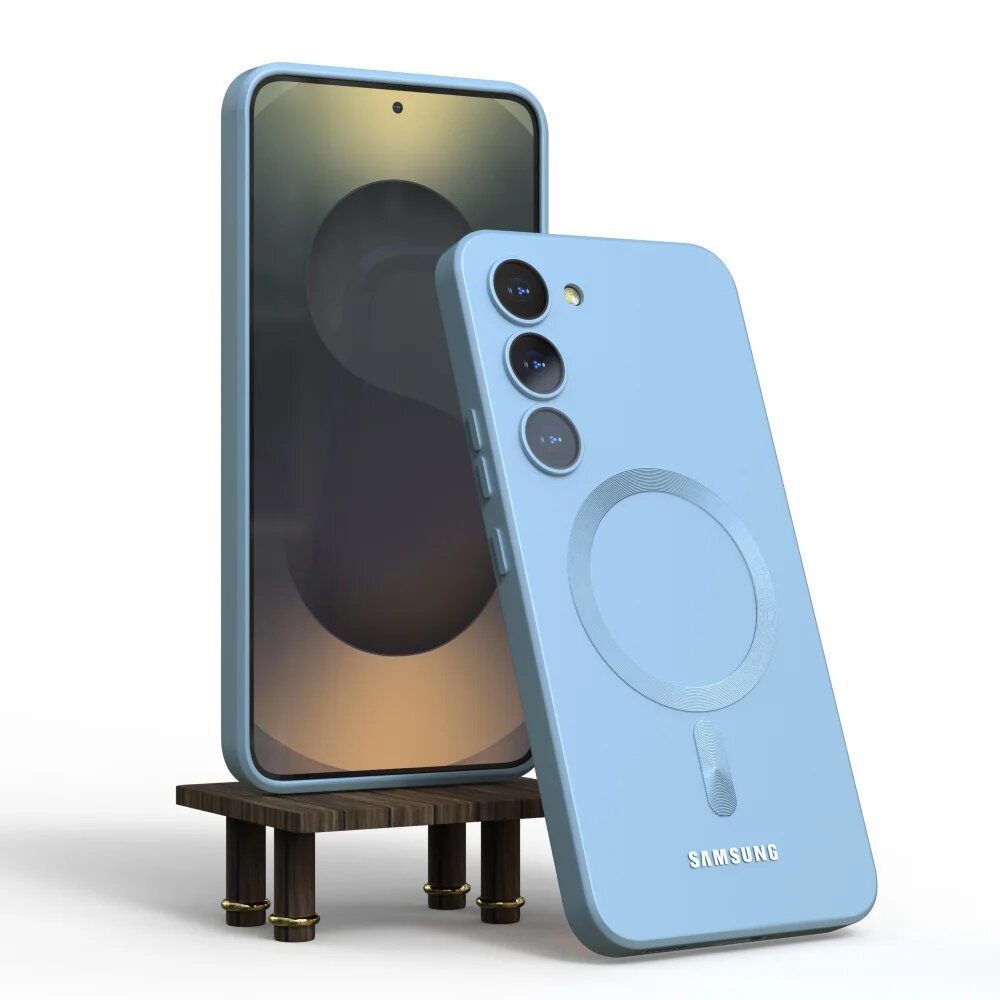 Новый роскошный чехол из жидкого силикона для Magsafe Magnetic Case для Samsung LightBlue, For S23