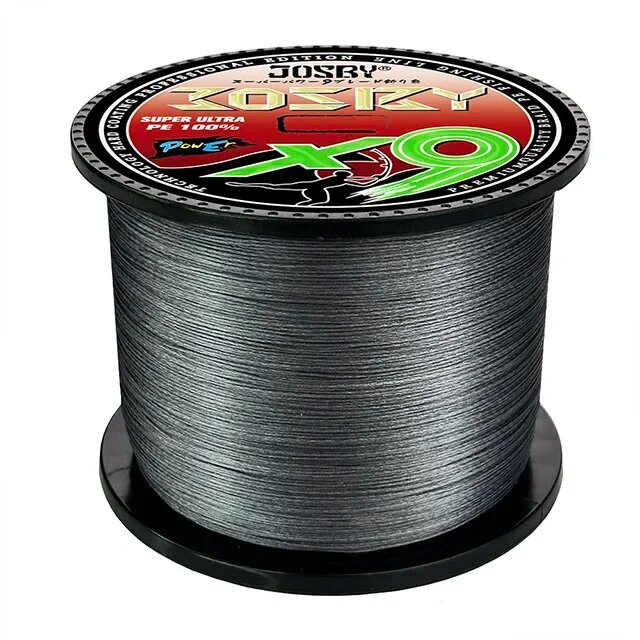 JOSBY 9 нитей плетеная леска для карпа 100/300/500/1000 м 300M 0.28MM 45LB, X9 Grey