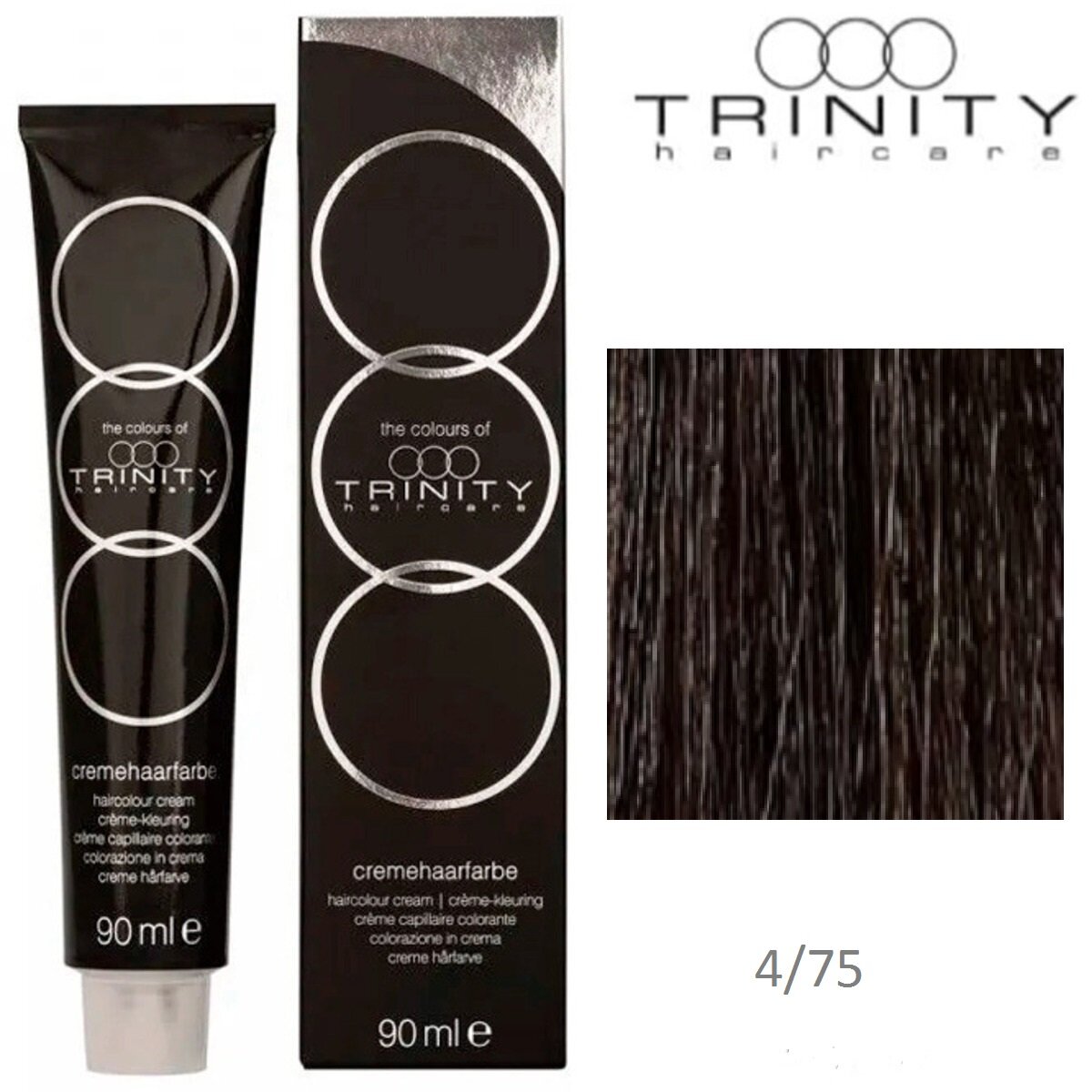 Trinity COT Тринити Крем краска для волос с кератином 4/75 средний коричневый коричнево красный 90 мл