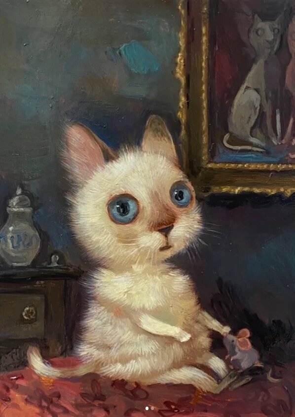 Постер "Котенок с мышью", 30x40см, PF56043